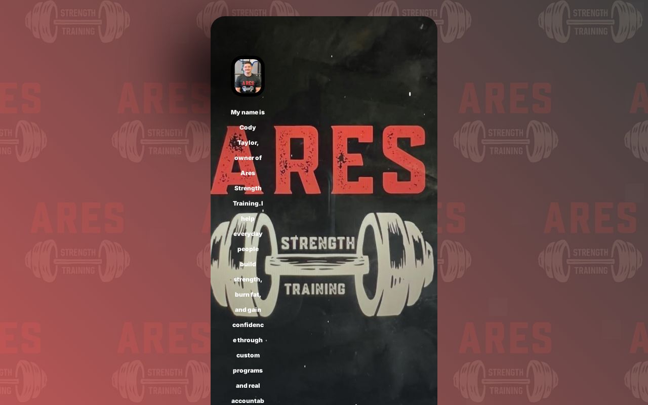 Ares Strength Training Fitness Coach and Personal Trainer Cody Taylor